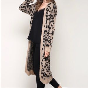 Mustard Seed | Sweaters | Long Leopard Animal Print Cardigan Duster ...